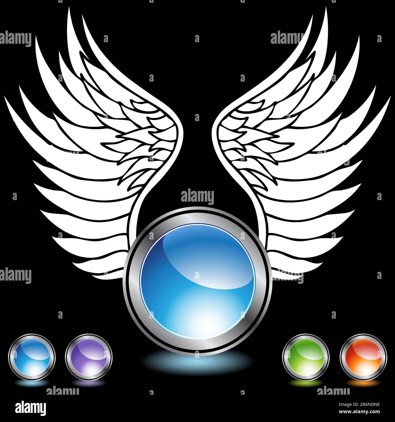 An image of chrome button with wings Stock Vector Image & Art - Alamy