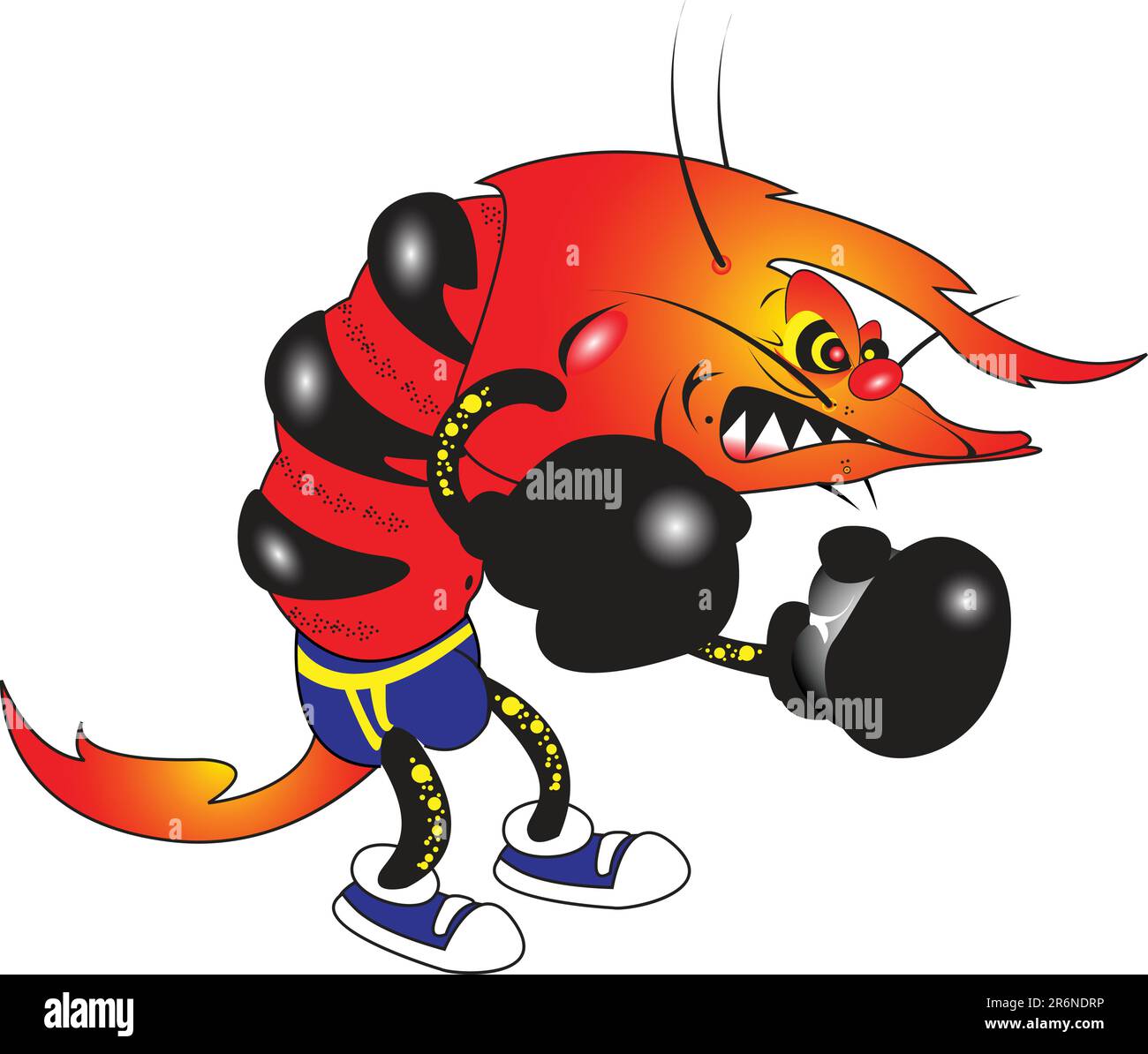 vector illustration of evil shrimp boxer cartoon character Stock Vector ...