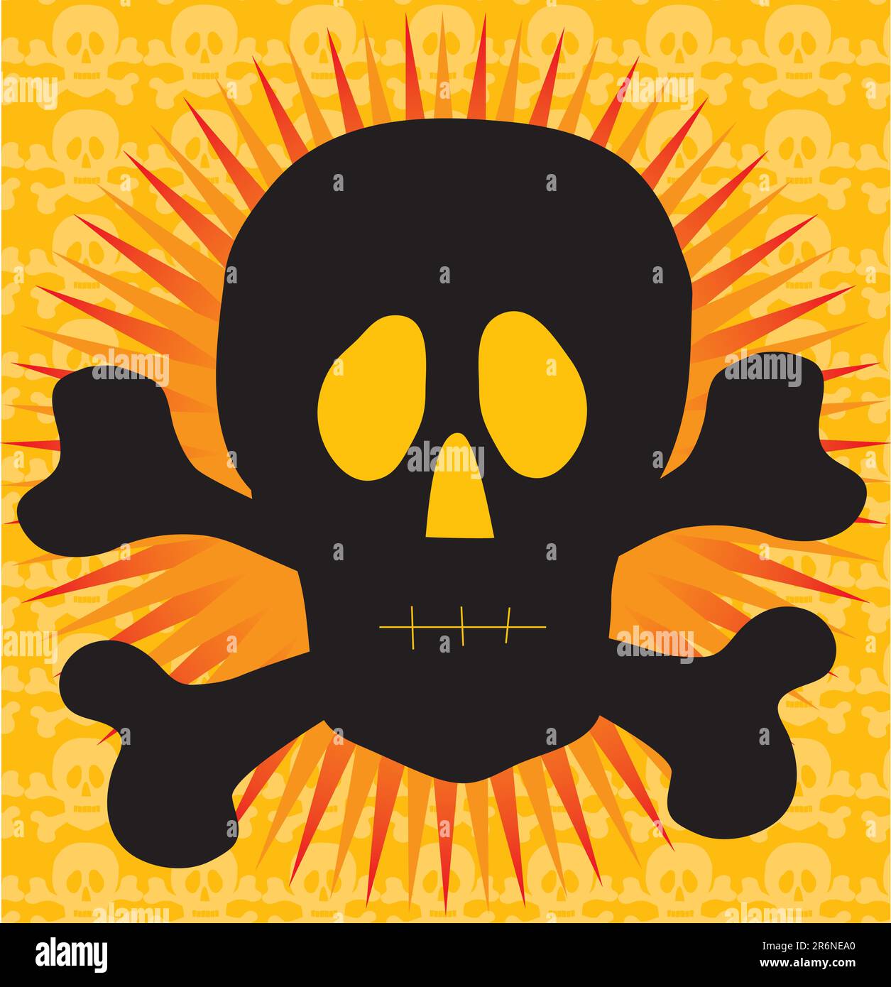 Silhouette of a skull and crossbones on a patterned background Stock ...