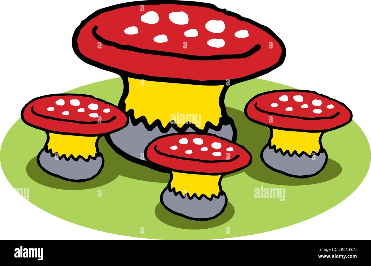 a vector, illustration for a set of mushroom table and chairs for ...