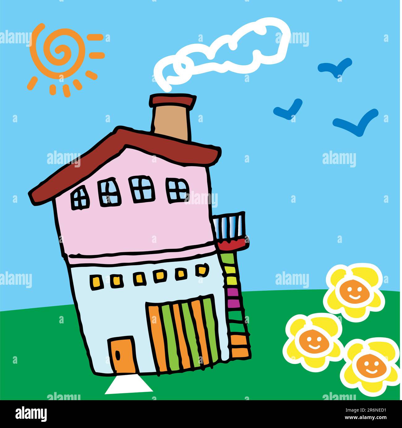 a children art drawing for my sweet home, vector, illustration Stock ...