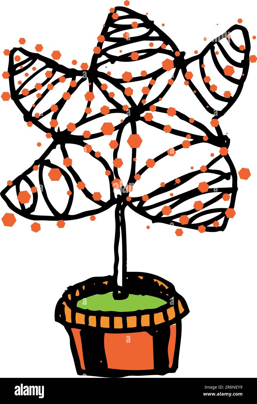 vector illustration for a star shape in a pot with red bulb, decoration ...