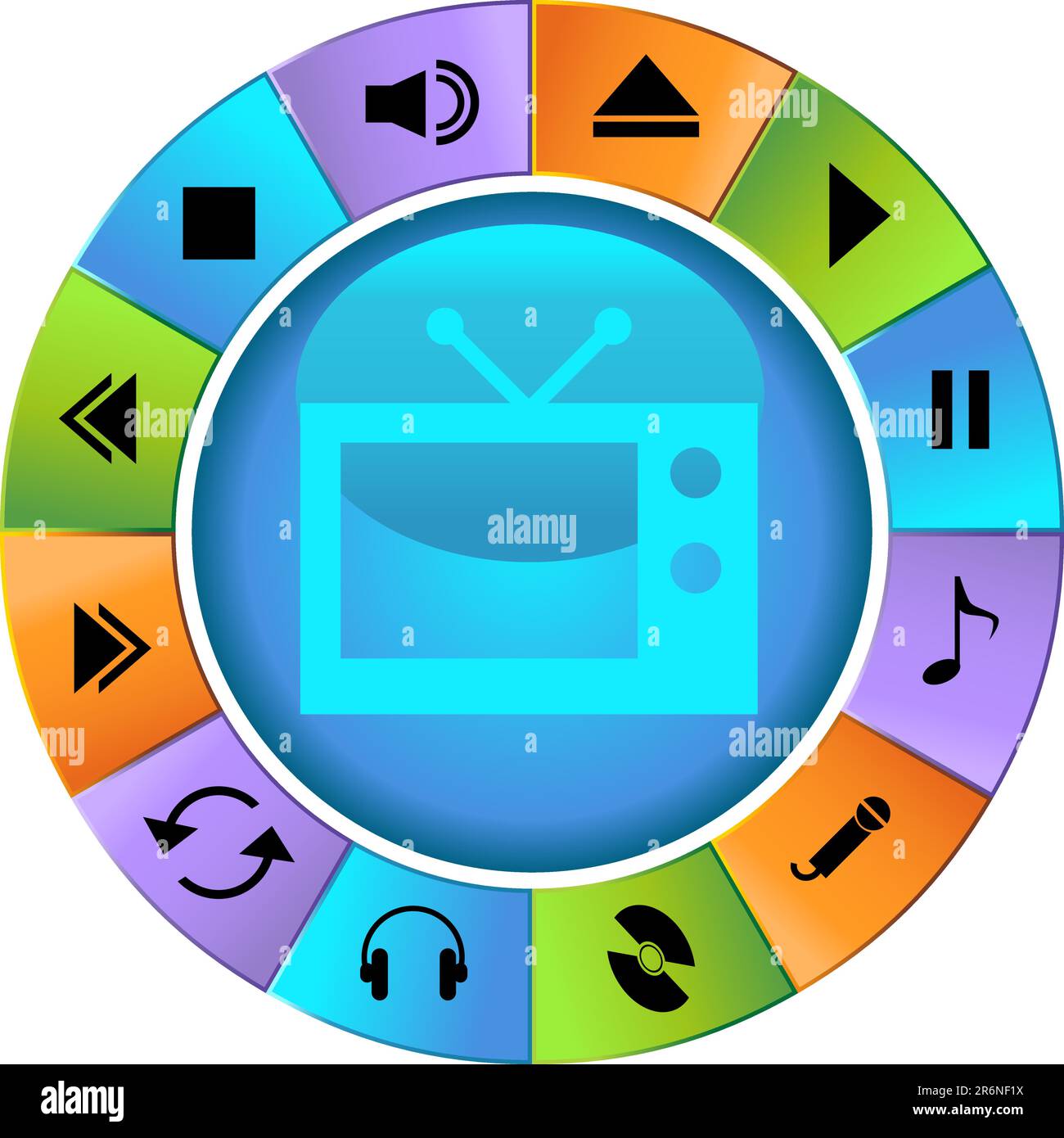 Set of multimedia buttons - wheel style Stock Vector Image & Art - Alamy