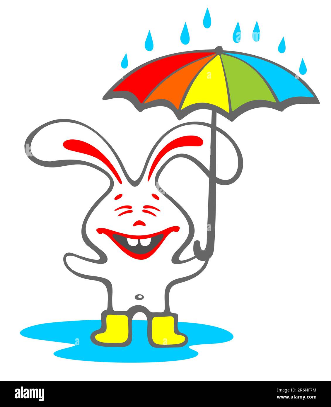Happy rabbit with a umbrella isolated on a white background Stock ...