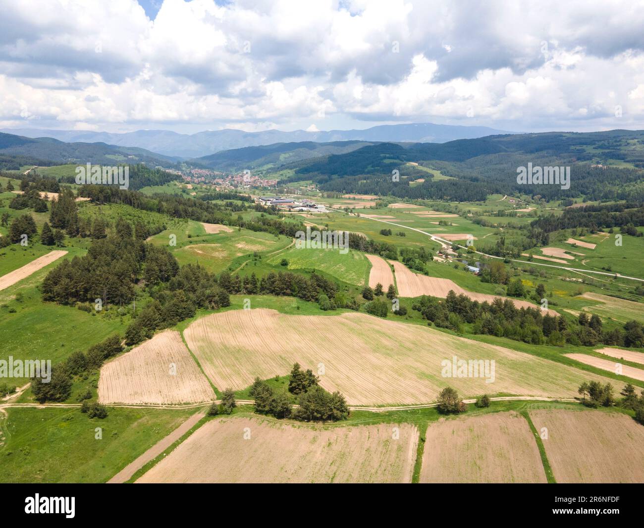 Aerial view of Sredna Gora Mountain near town of Koprivshtitsa, Sofia ...