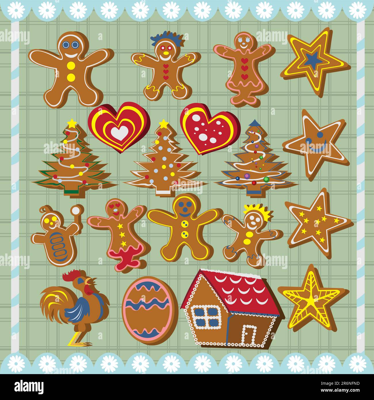 Collection of different ginger bread cookies, vector illustration Stock ...