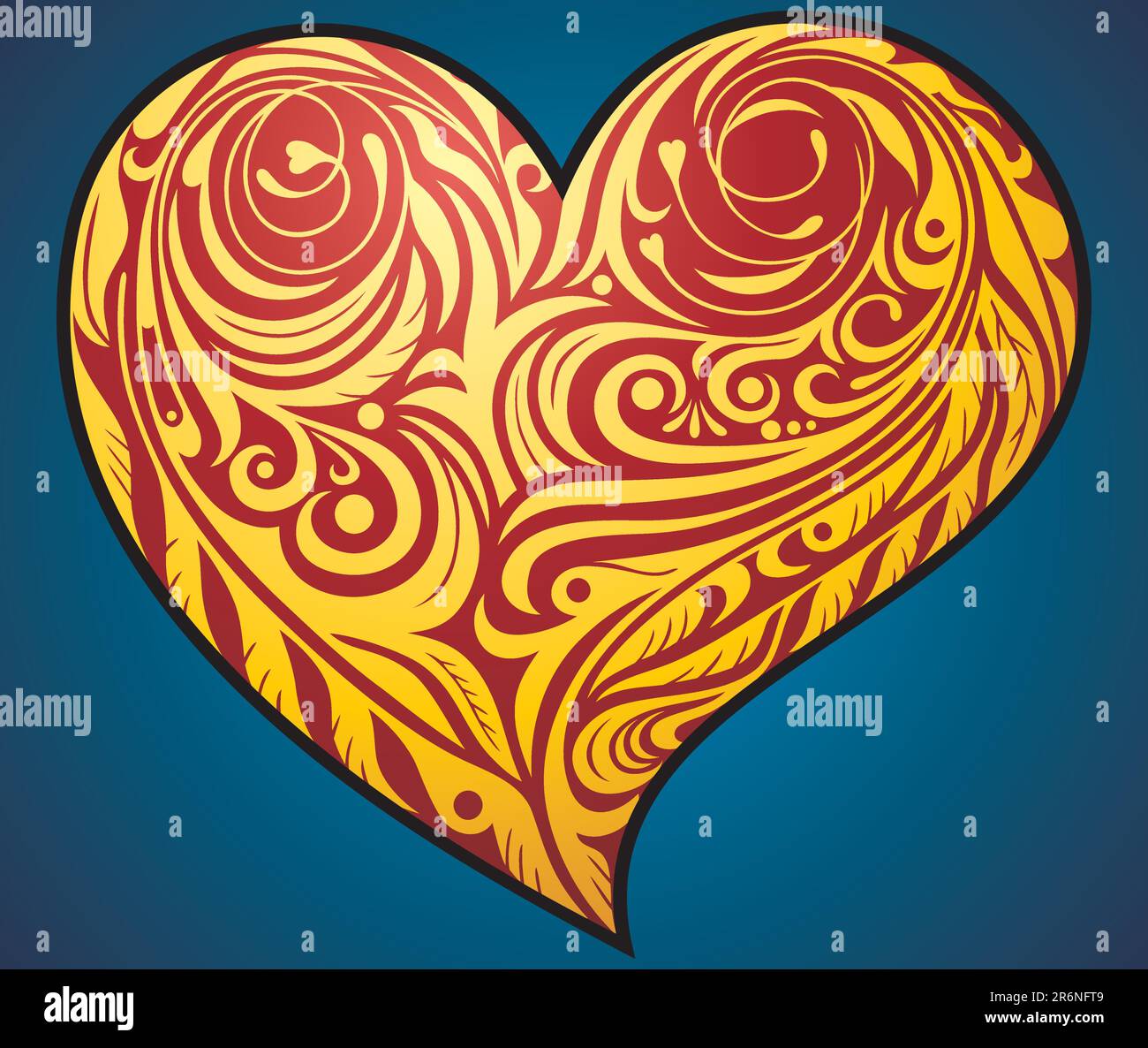 Symbol heart decorated by pattern. Vector image, complimentary postcard ...