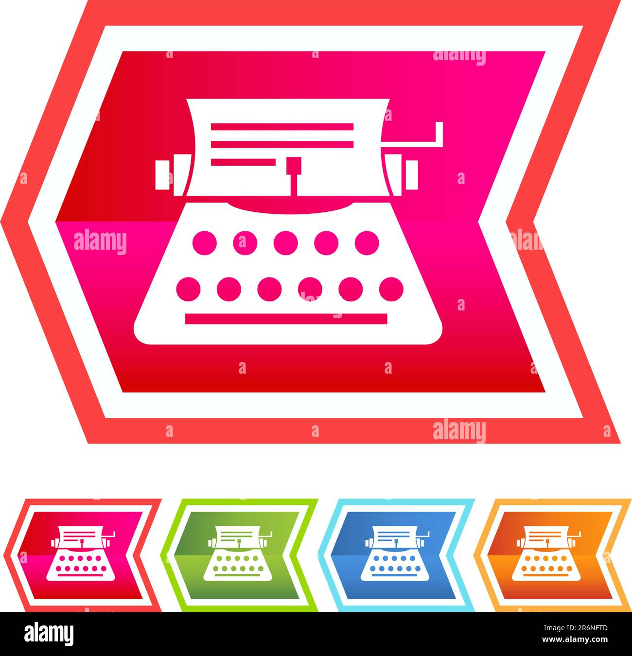 Set of 5 neon icons in an arrow button style - typewriter Stock Vector ...