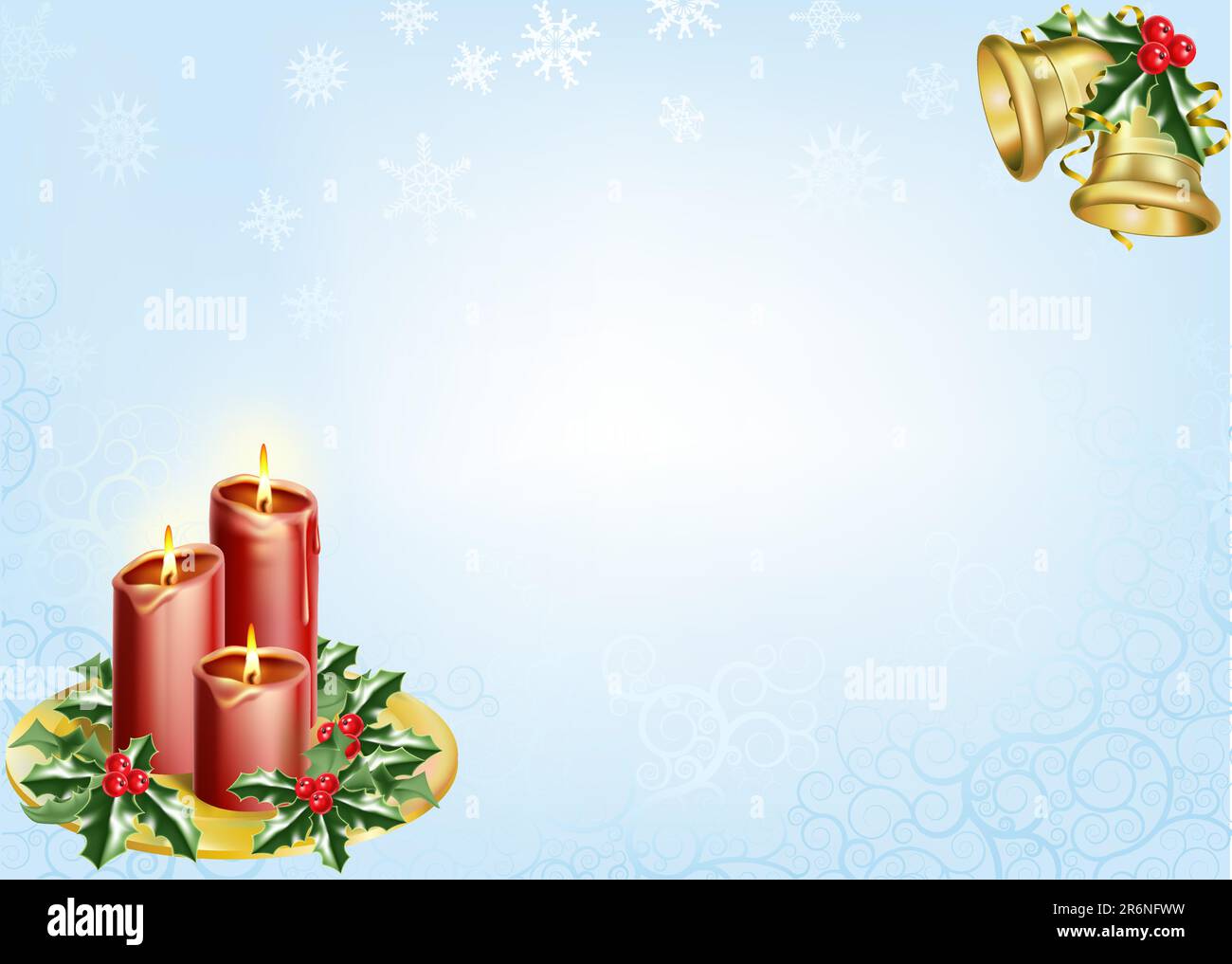 a christmas background with candles, bells and holly Stock Vector Image ...