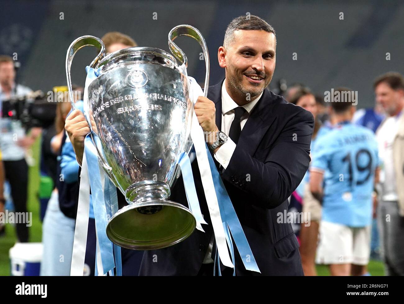 Manchester City chairman Khaldoon Khalifa Al Mubarak with the UEFA ...