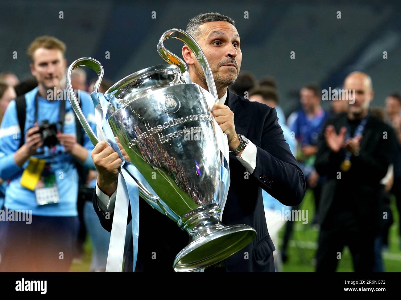 Manchester City chairman Khaldoon Khalifa Al Mubarak with the UEFA ...