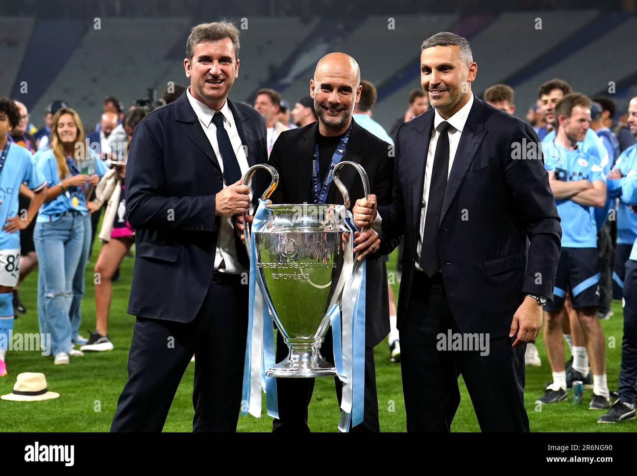 Manchester City CEO Ferran Soriano (left), manager Pep Guardiola and ...