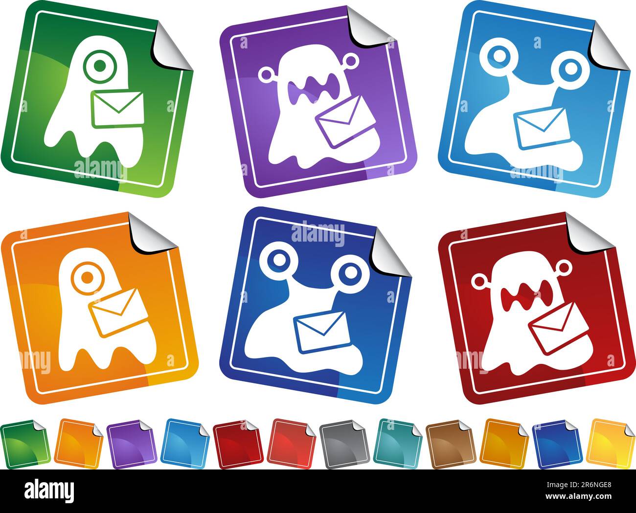 Set of 6 email virus sticker icons / buttons Stock Vector Image & Art ...