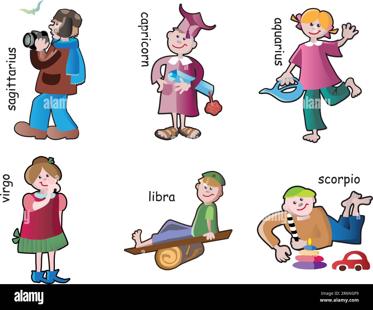 winter and autumn horoscope of children characters Stock Vector Image ...