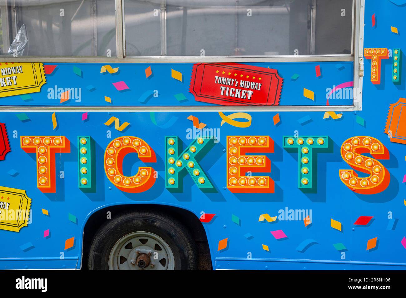 Sign on a ticket booth at a carnival Stock Photo - Alamy