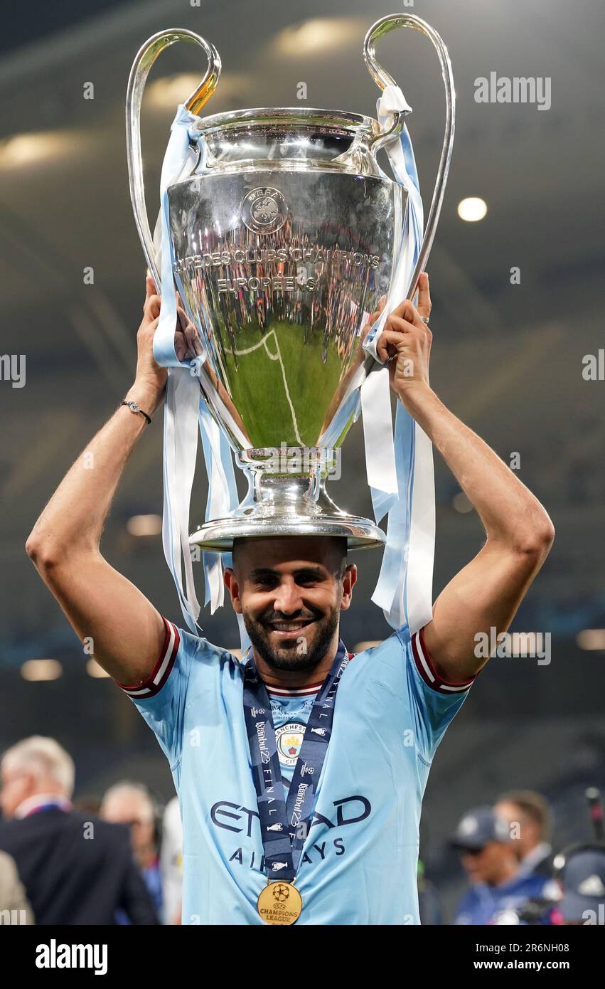 Manchester City's Riyad Mahrez celebrates with the UEFA Champions ...