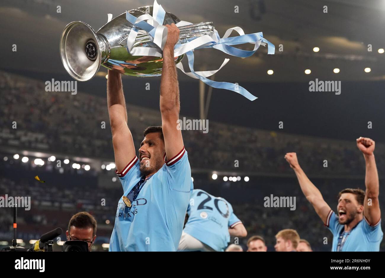 Manchester City's Rodri celebrates with the UEFA Champions League ...
