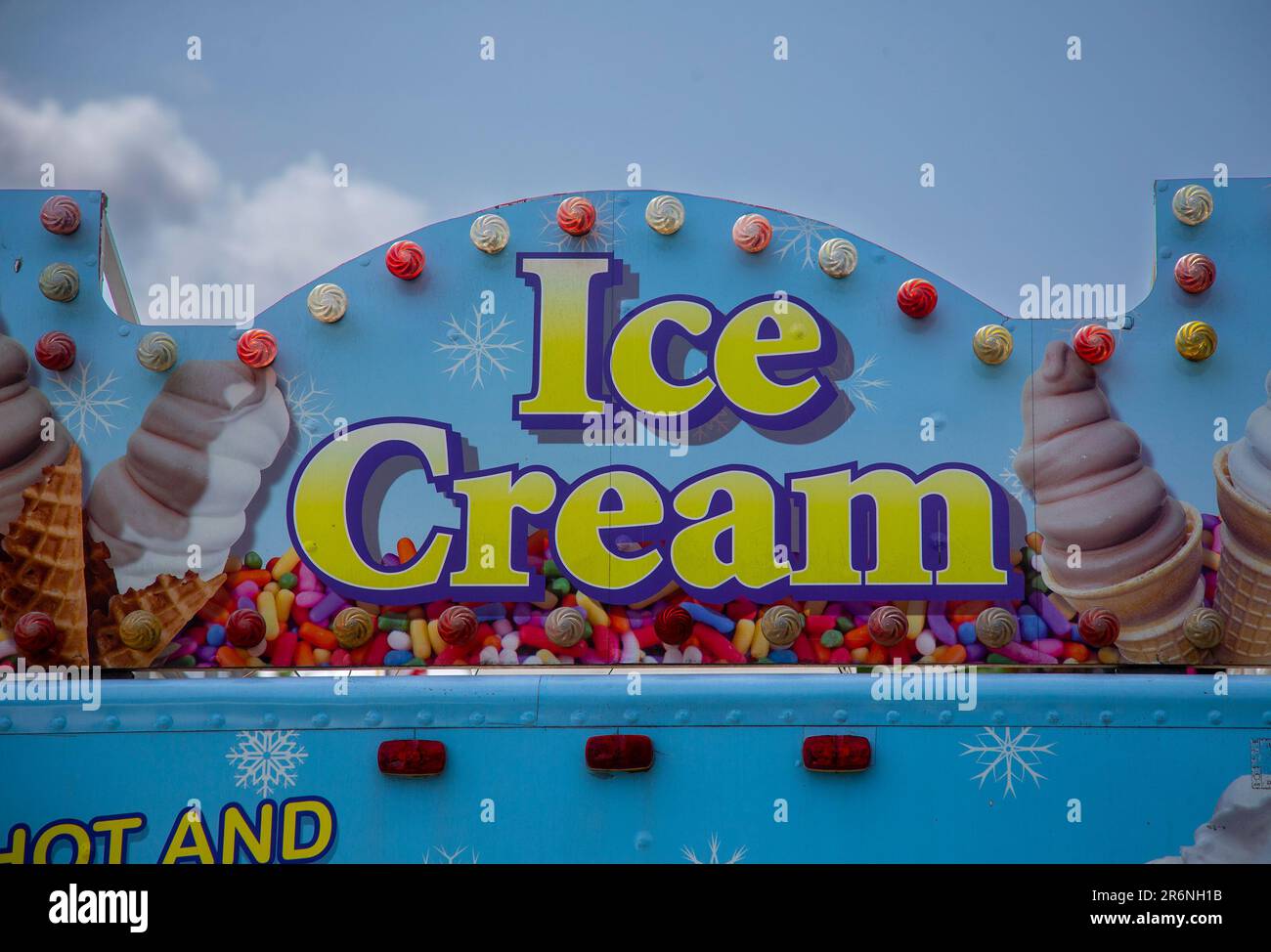 Ice cream sign at a carnival Stock Photo - Alamy