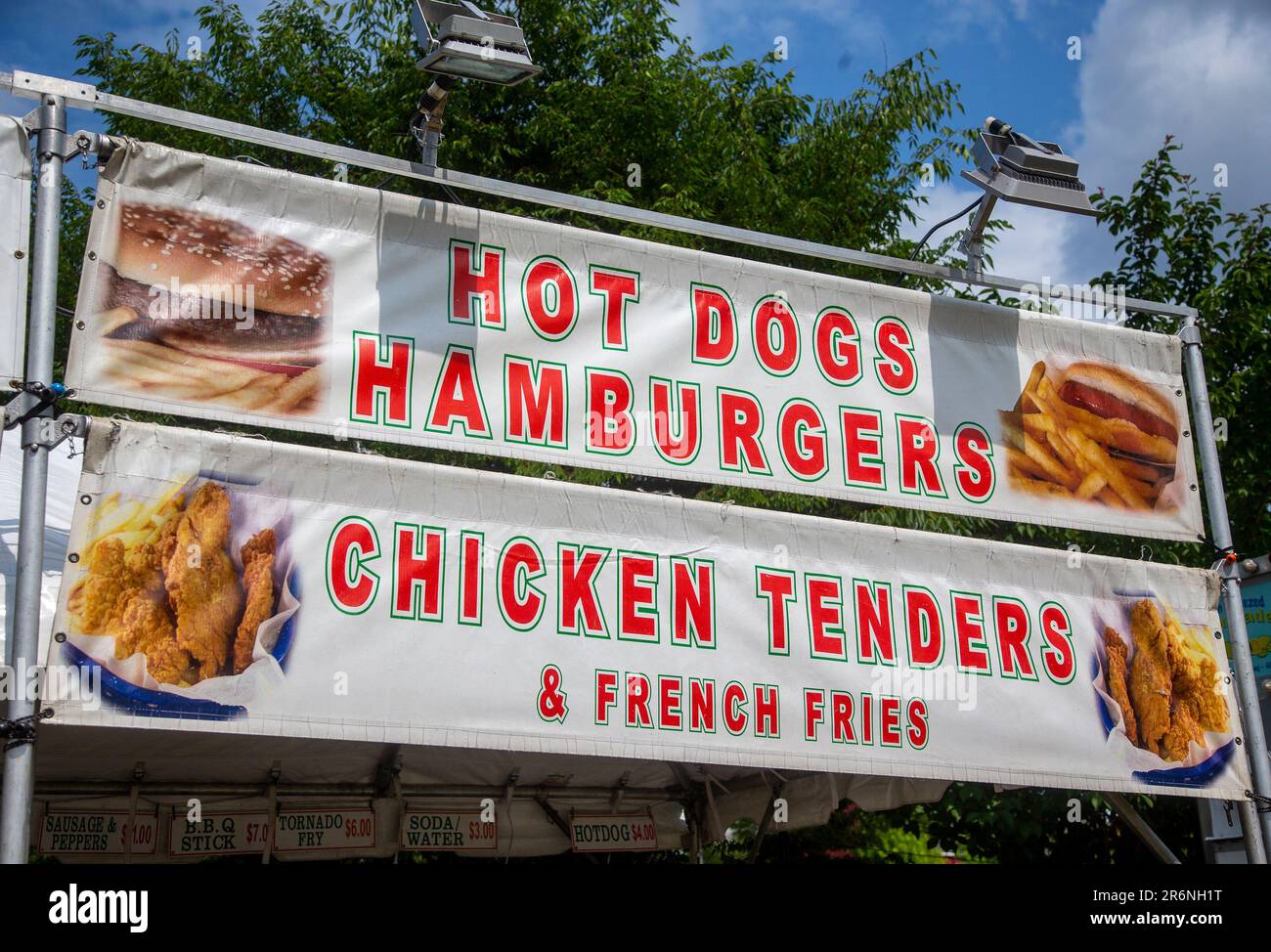 Menu at a refreshment stand at a carnival Stock Photo - Alamy