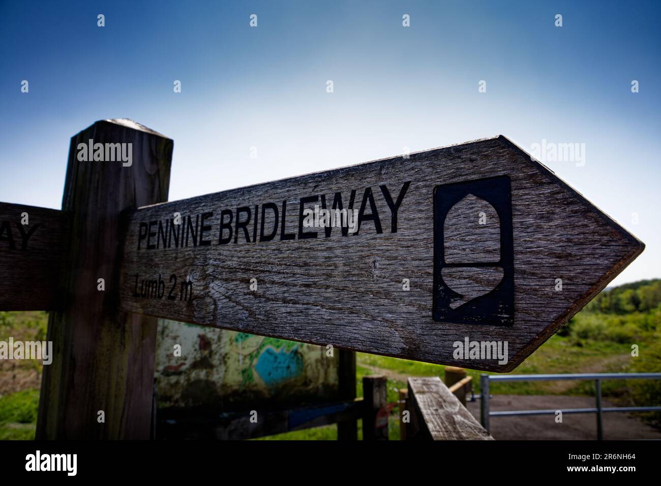 Pennine Bridleway Finger Post at Clough Bottom Reservoir, Rossendale ...