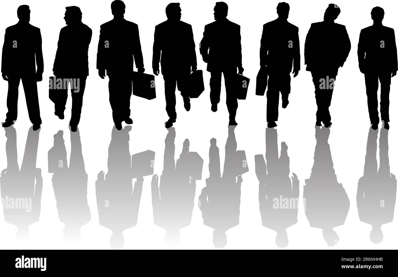 Collection of business people silhouettes with shadows Stock Vector ...