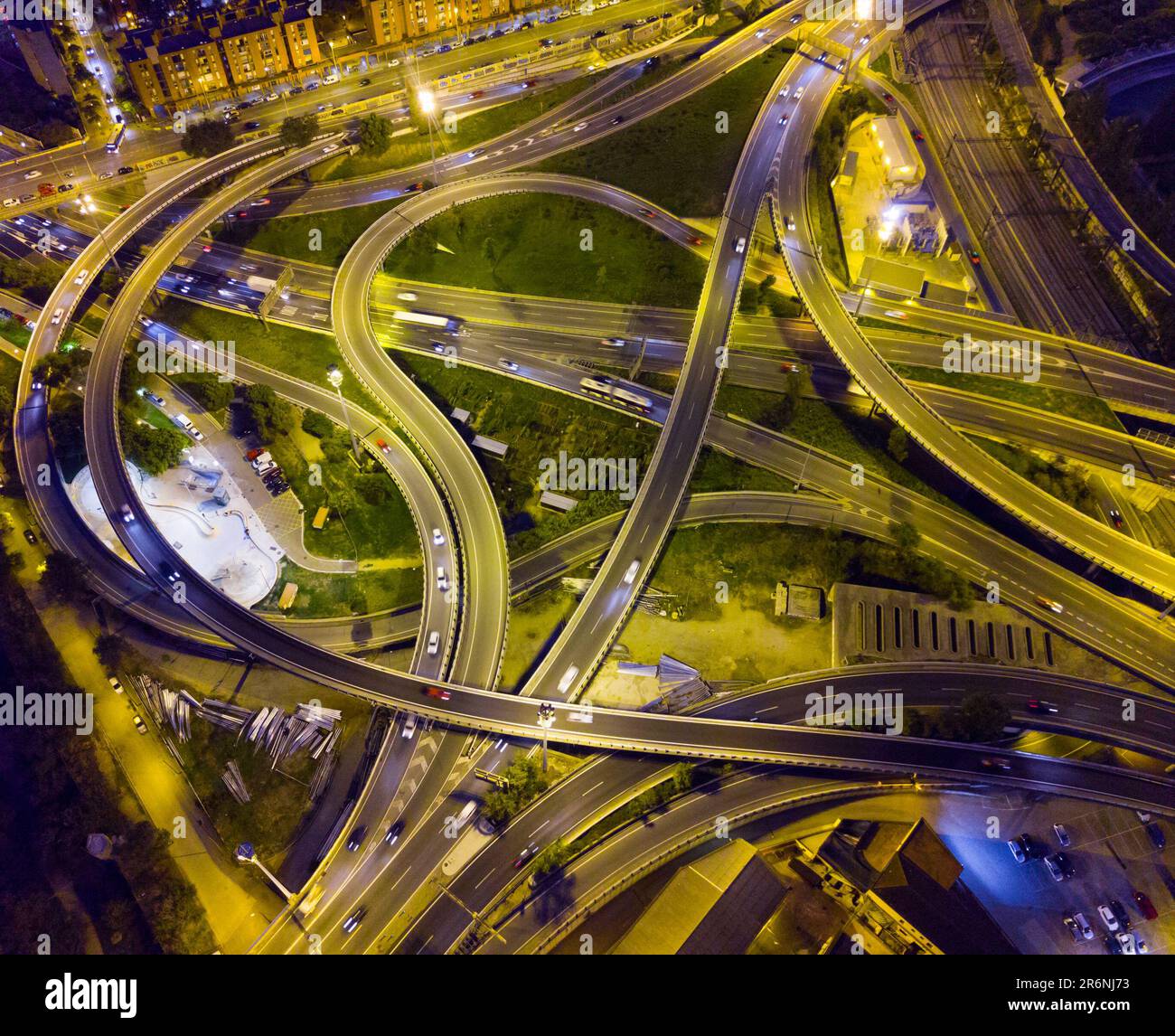 Night view of overpass interchange Stock Photo - Alamy