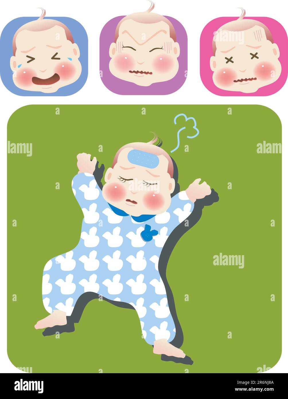 vector illustration for a set of expression of sick baby Stock Vector ...