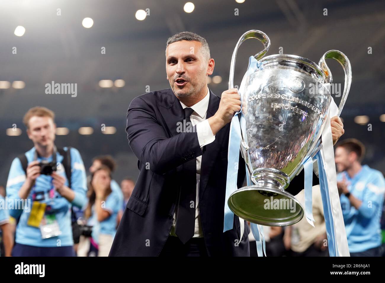 Manchester City Chairman Khaldoon Al Mubarak with the UEFA Champions ...