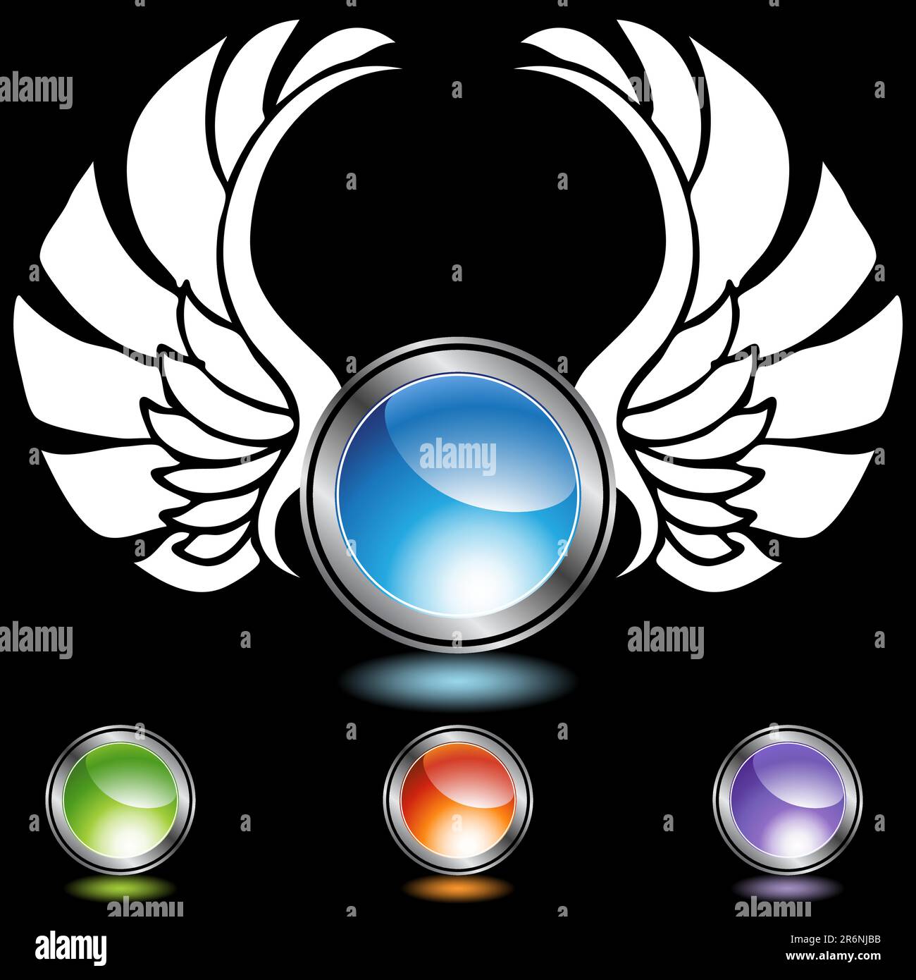 An image of chrome button with wings Stock Vector Image & Art - Alamy
