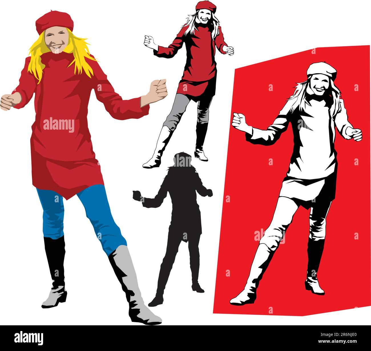 Vector silhouette and illustrations of tall young female Stock Vector ...