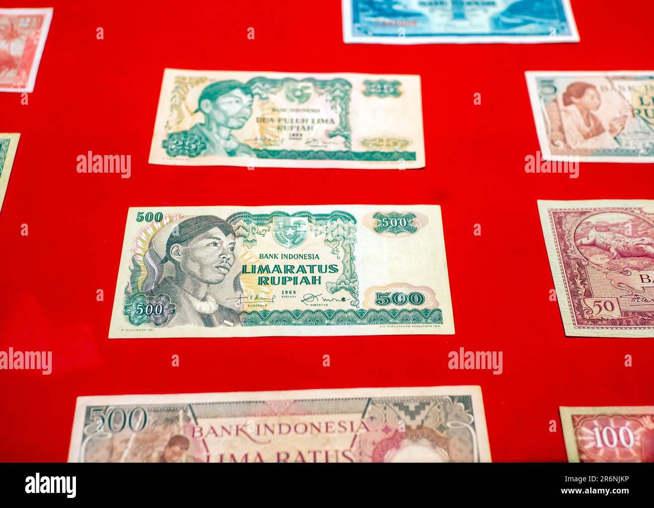 Close up view of old Indonesian banknotes. Old rupiah currency, money ...