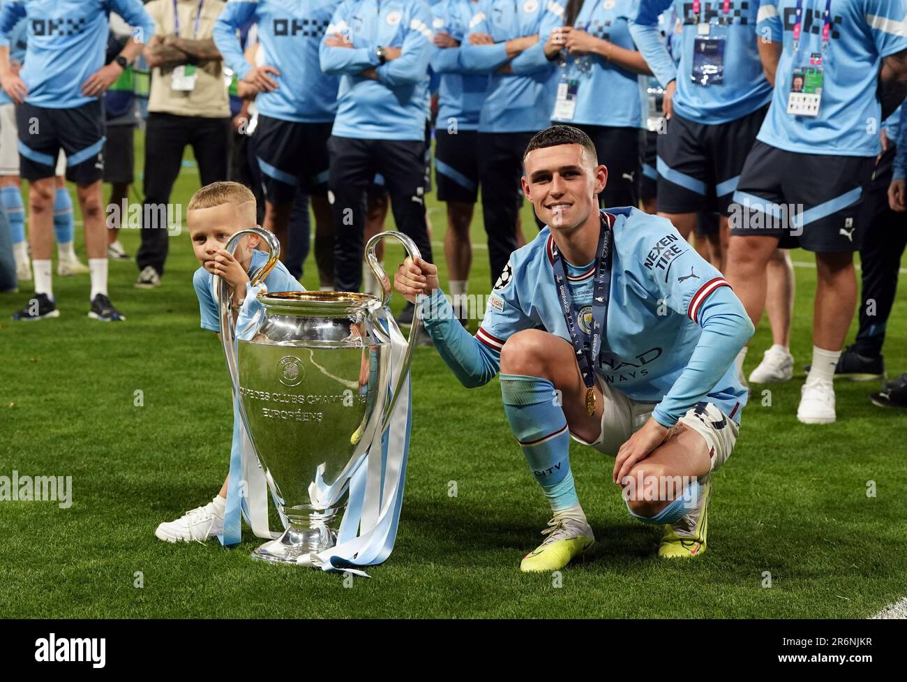 Manchester City's Phil Foden celebrates with the UEFA Champions League ...