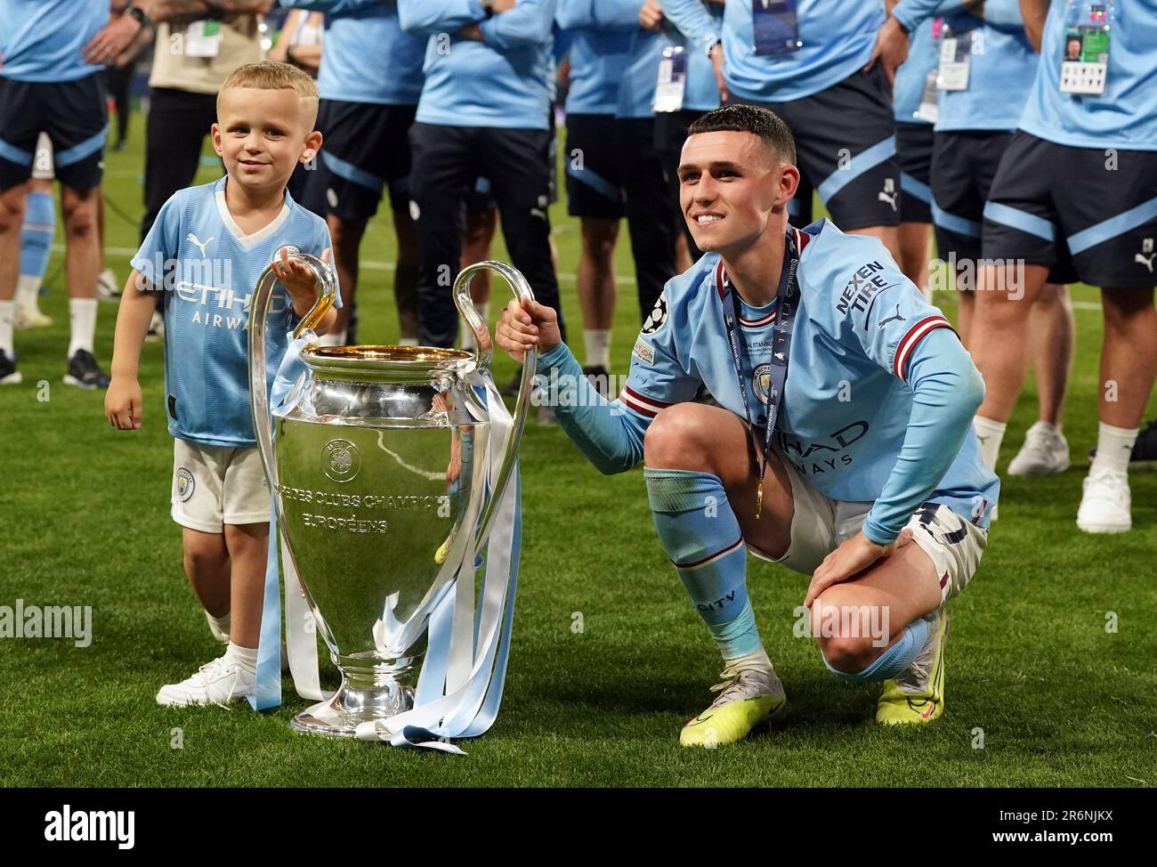 Manchester City's Phil Foden celebrates with the UEFA Champions League ...