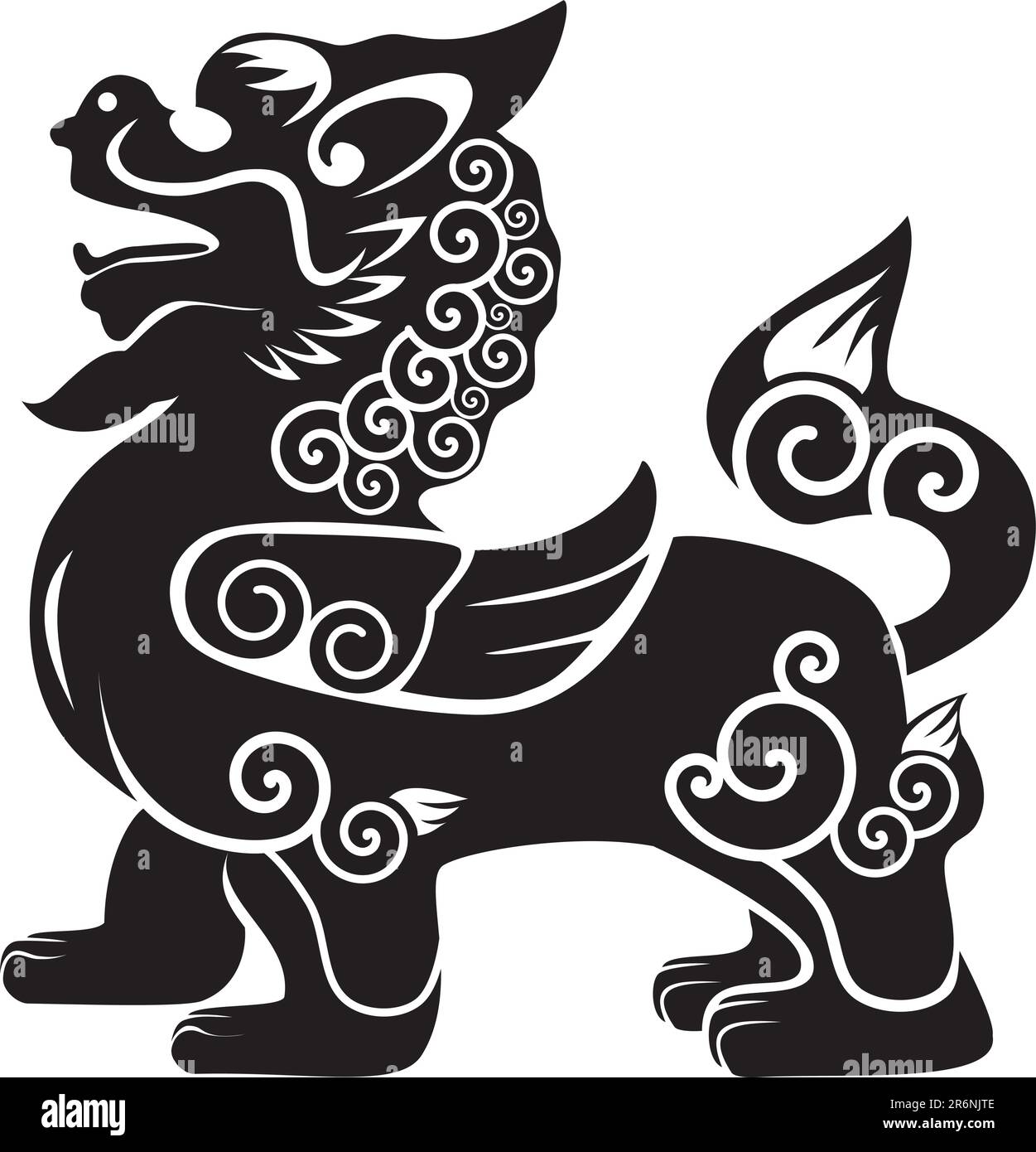 Chinese kylin vector silhouette on white background Stock Vector Image ...