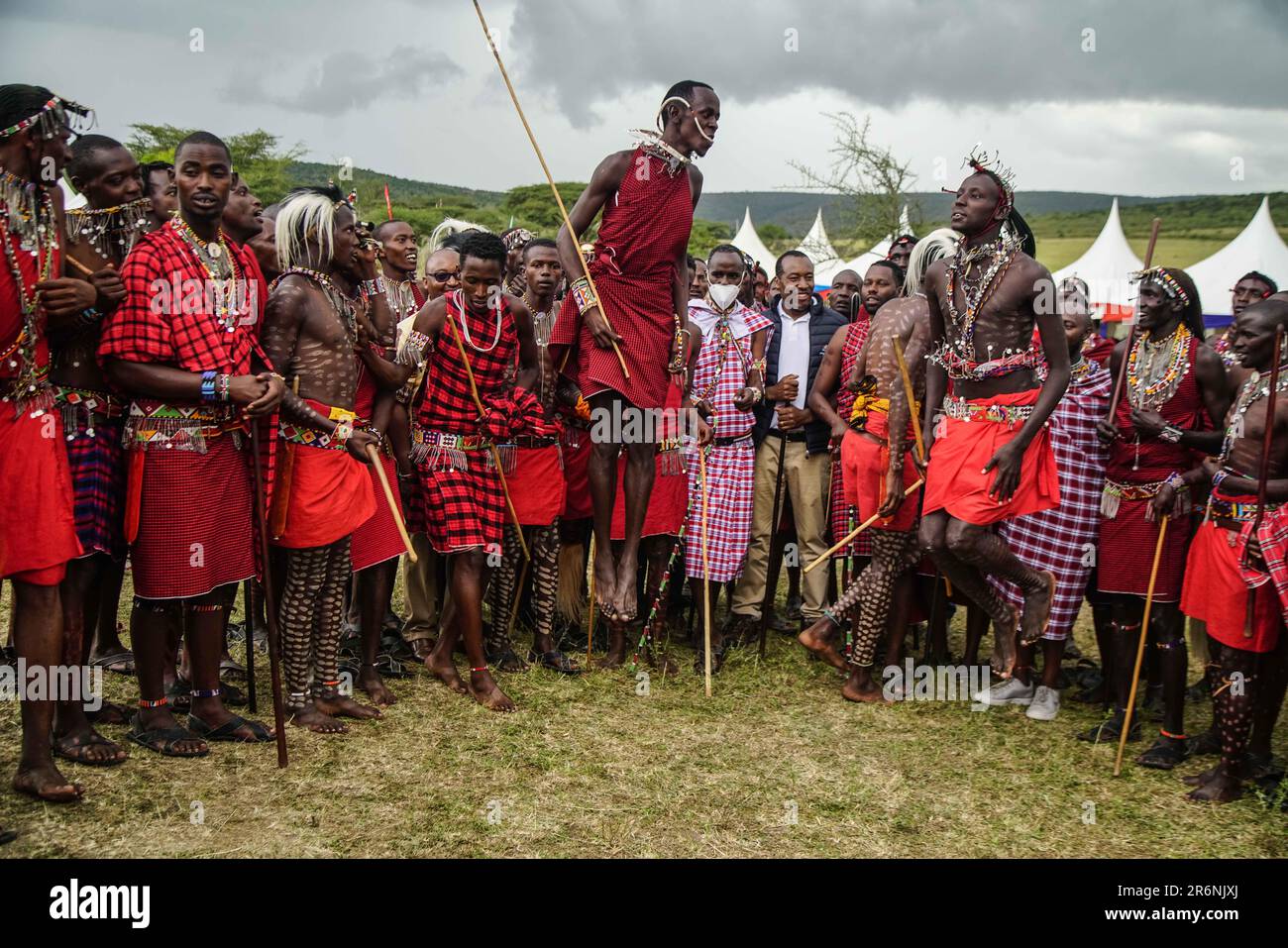 Narok, Kenya. 10th June, 2023. Maasai men wearing their traditional ...