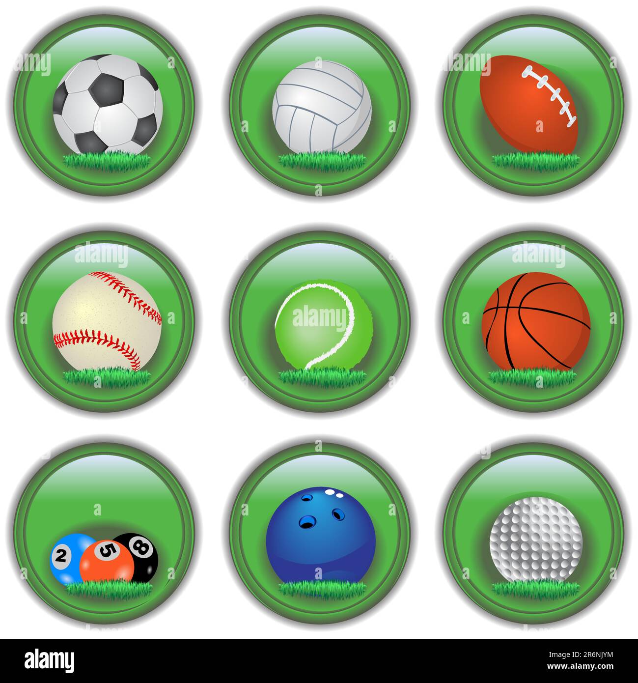 Vector illustration of different sport ball buttons Stock Vector Image ...