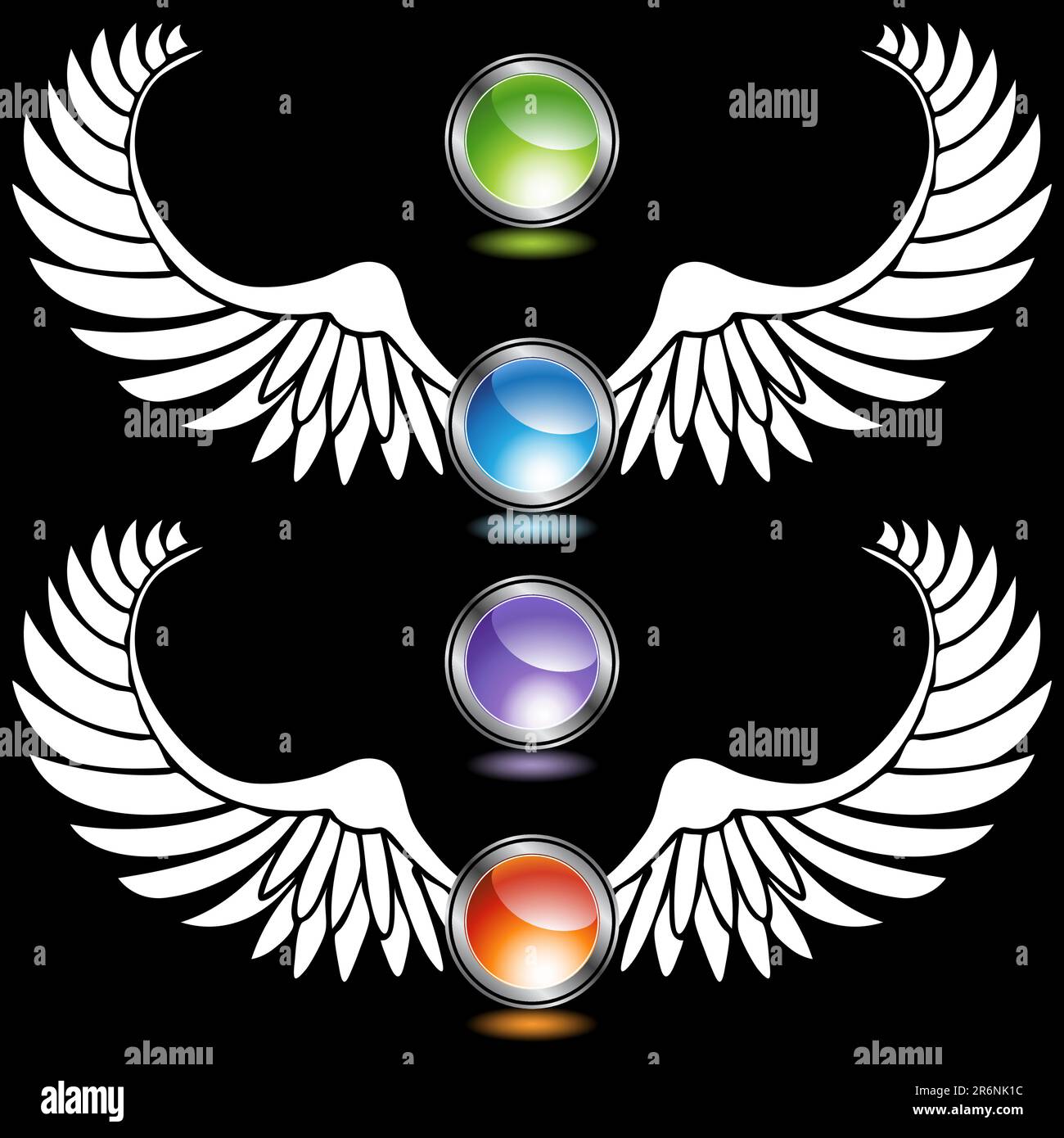 An image of chrome button with wings Stock Vector Image & Art - Alamy