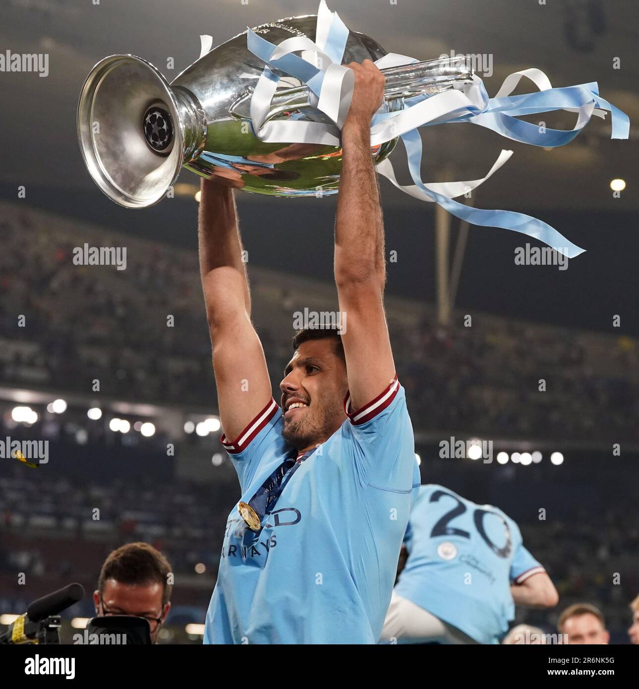 Manchester City's Rodri celebrates with the UEFA Champions League ...