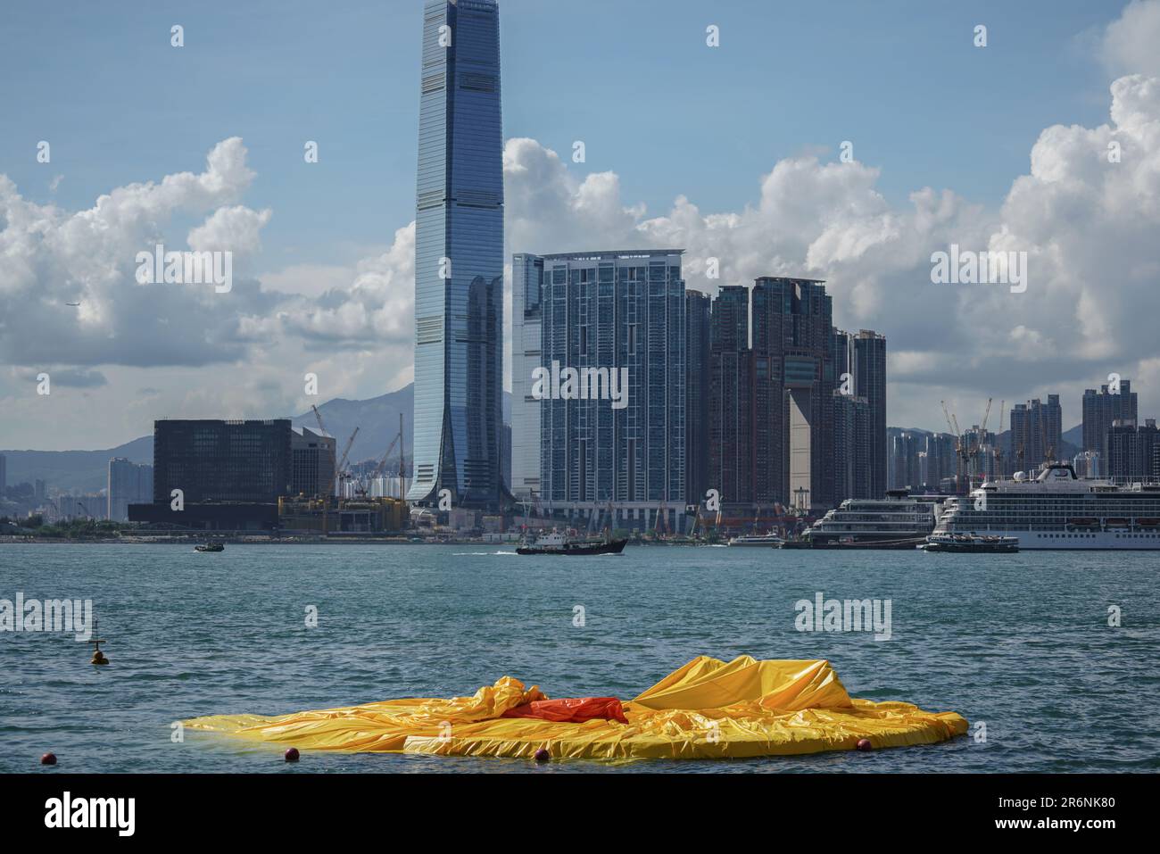 A deflated enormous inflatable duck seen at Victoria Harbour. Starting ...