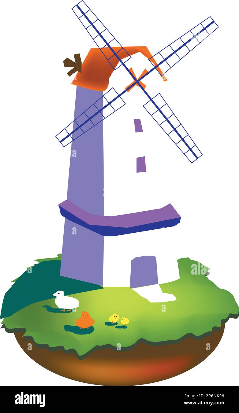 Color image cartoon farm windmill hi-res stock photography and images ...