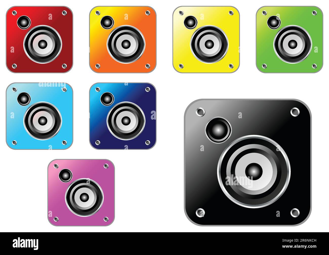 Colorful square speakers isolated over white background Stock Vector ...