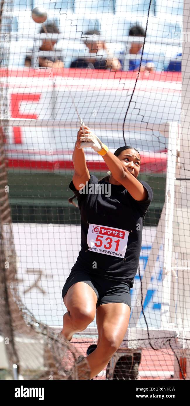 MacArthur Joy Iris of Japan competes during women's hammer throw of ...