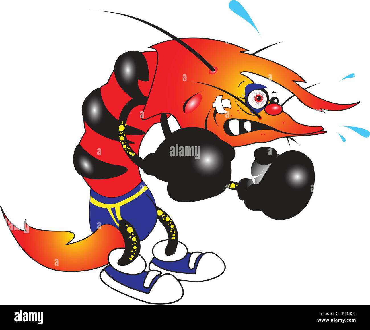 Vector Illustration Of Ugly Shrimp Boxer Cartoon Character Stock Vector