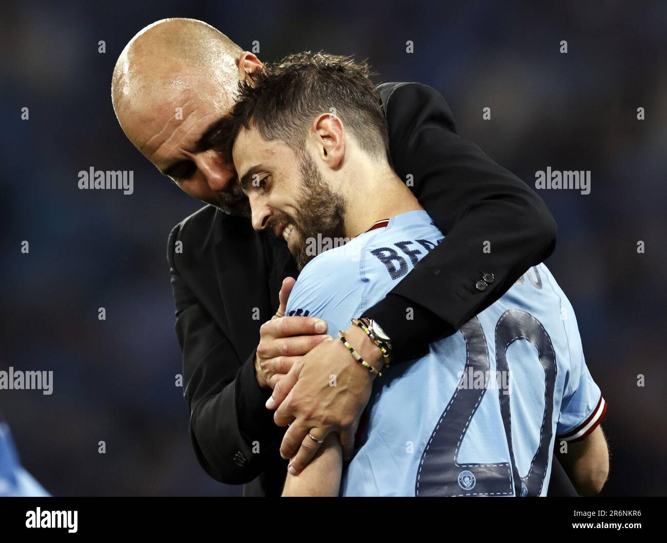 ISTANBUL - (l-r) Manchester City FC coach Pep Guardiola and Bernardo Silva of Manchester City FC ...