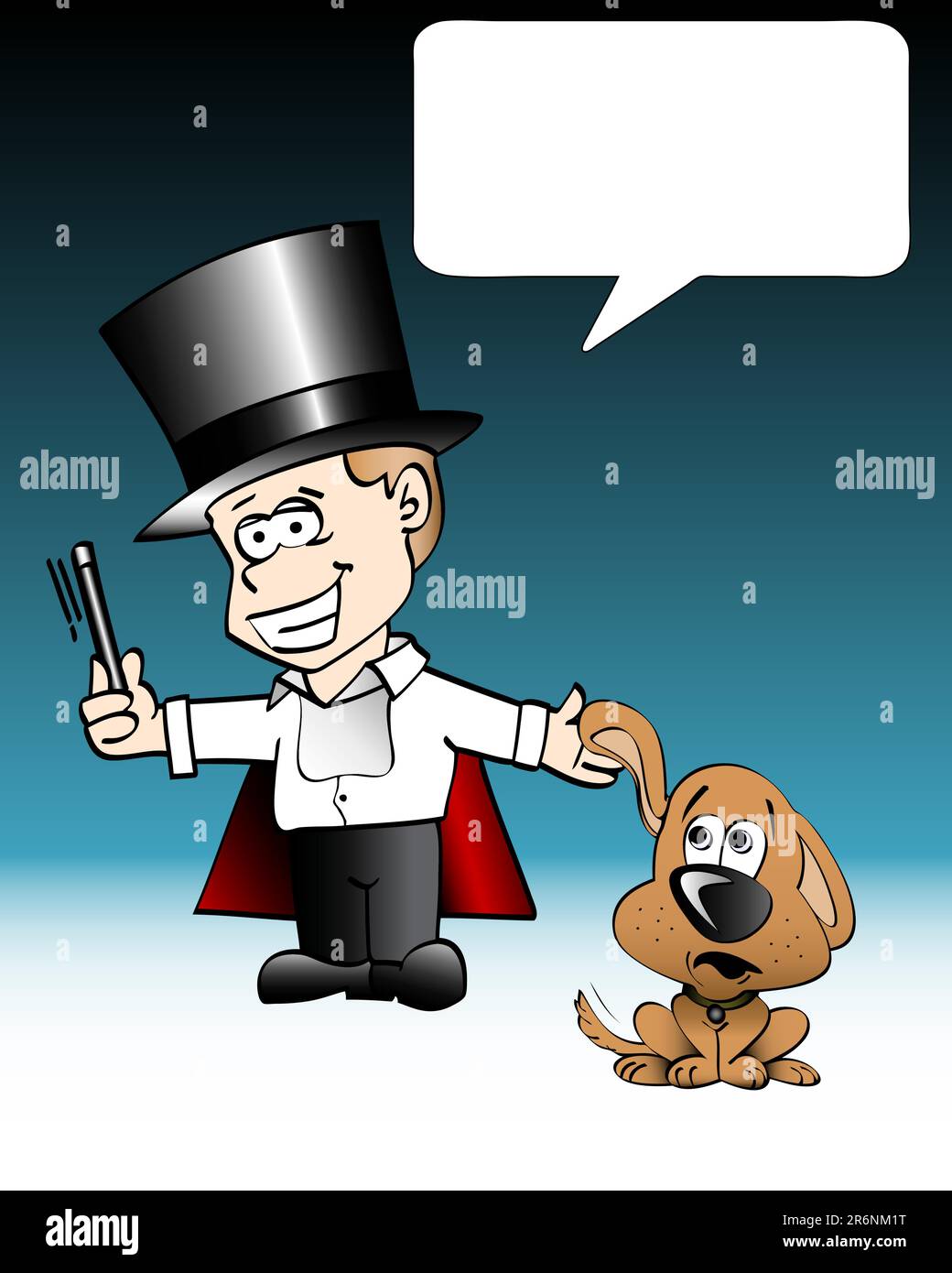 vector illustration of a boy doing magic with his dog Stock Vector ...