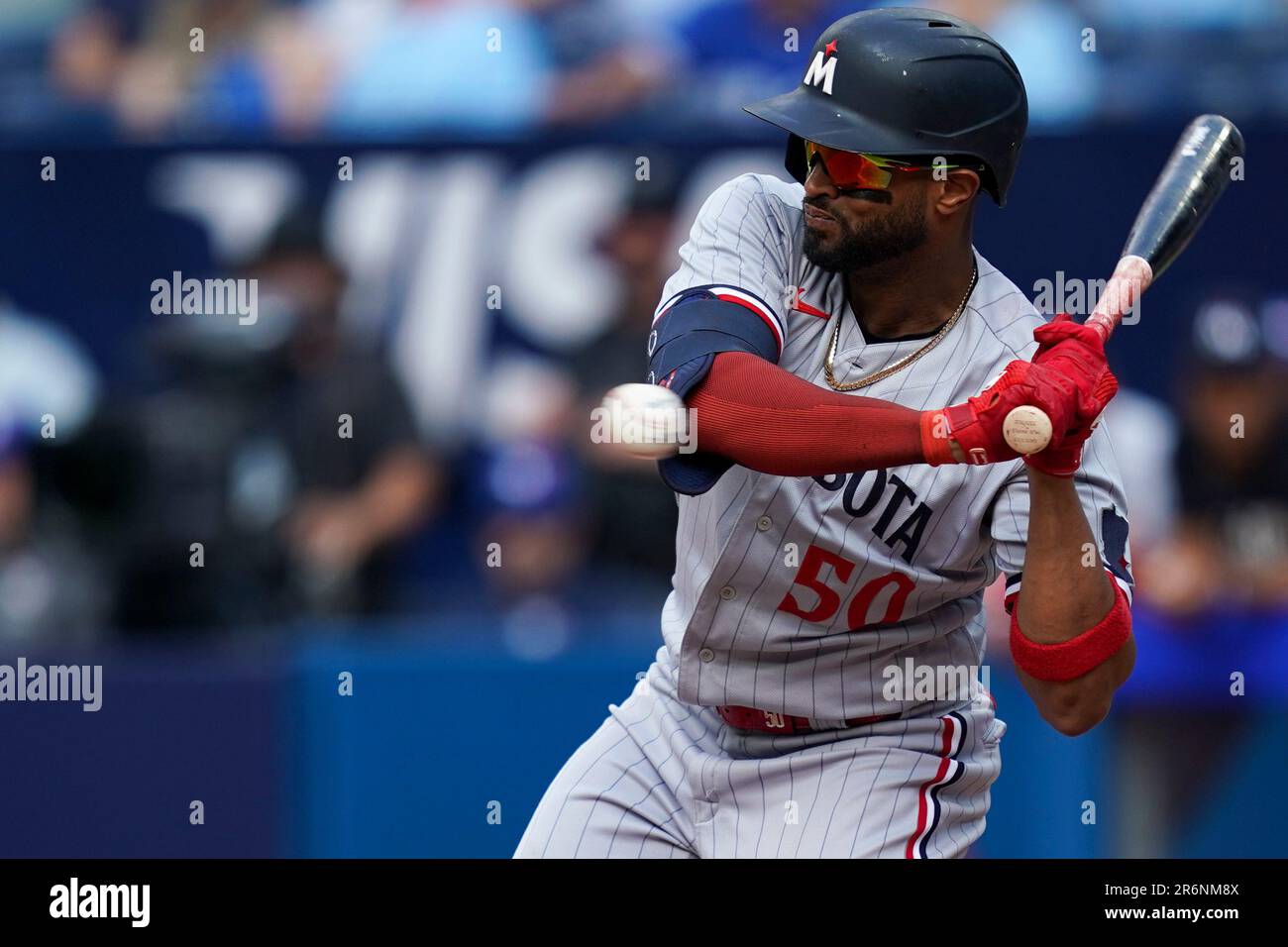 Minnesota Twins' Willi Castro (50) takes a pitch during the ninth ...