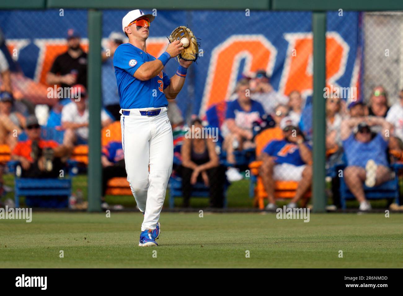 Florida outfielder Wyatt Langford catches a pop fly hit by South ...