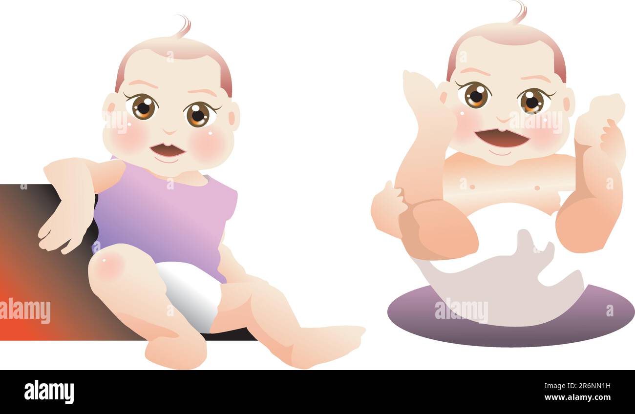 vector illustration for a baby boy with action and emotion expression ...