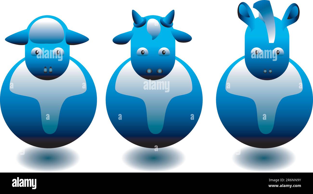 vector illustration for a set icon of farm animals, sheep, cow, horse ...