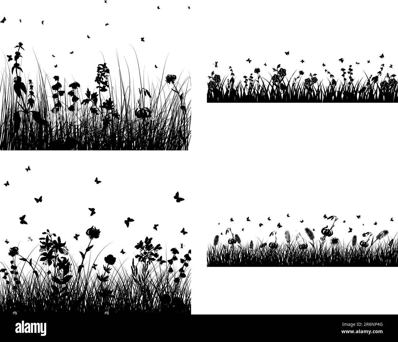 Set of four vector grass silhouettes backgrounds Stock Vector Image ...